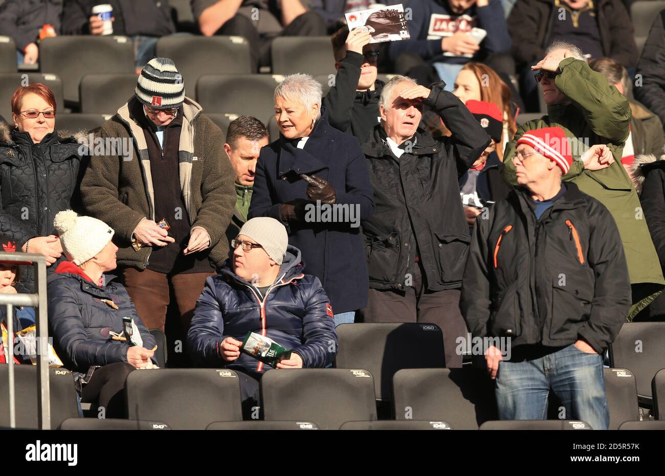 Charlton Athletic supporters in the stands at Stadium MK Stock Photo ...