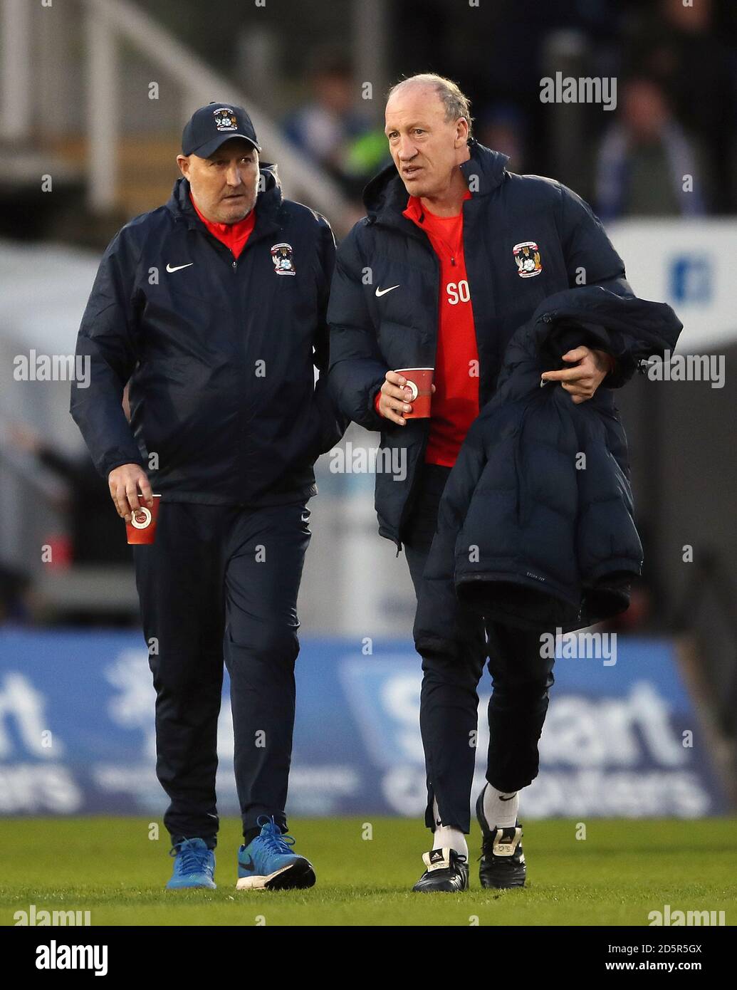Coventry City manager Russell Slade with goalkeeper coach Steve ...