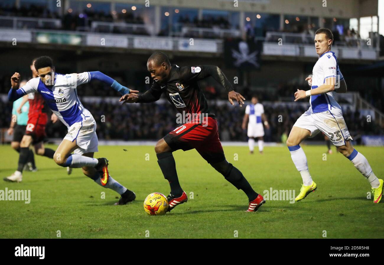 Coventry City's Kyel Reid takes on Bristol Rovers' Daniel Leadbitter ...