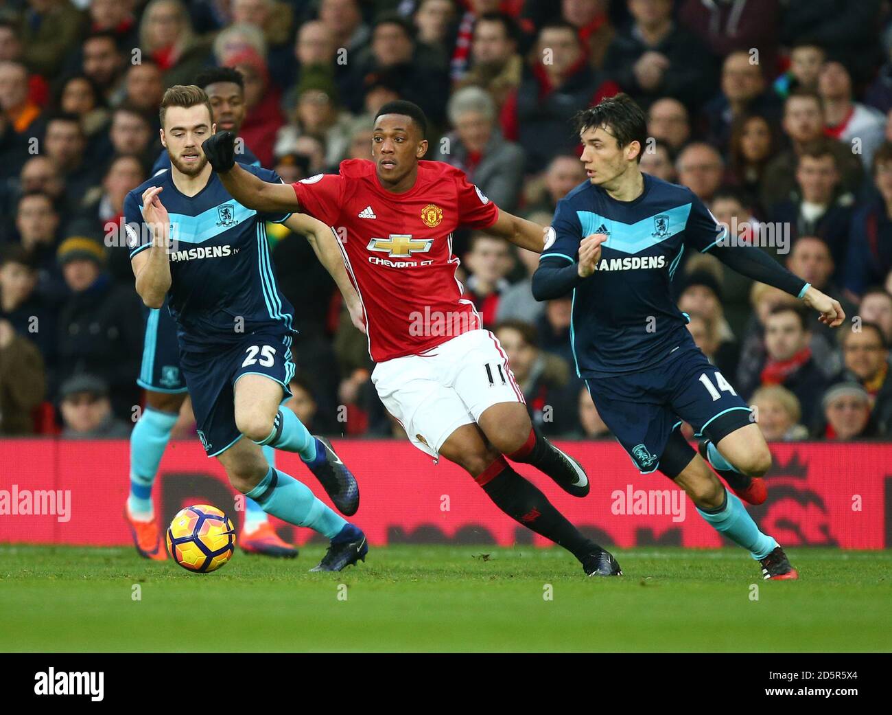 Middlesbrough's Calum Chambers Manchester United's Anthony Martial and ...