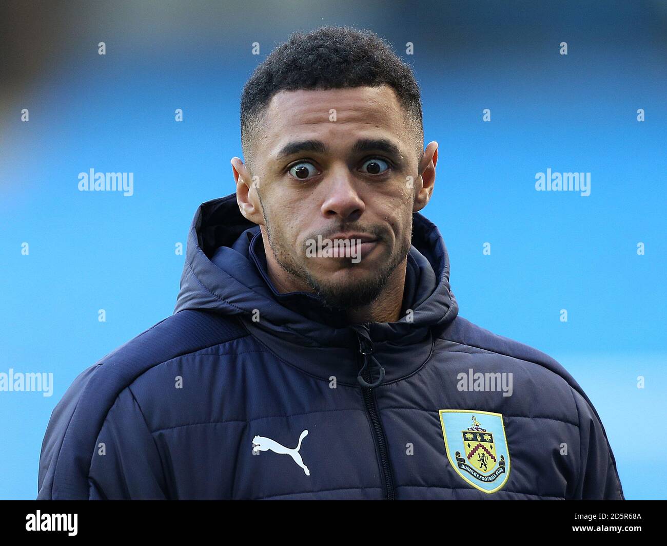 Burnley's Andre Gray before the game at the Etihad Stadium Stock Photo ...