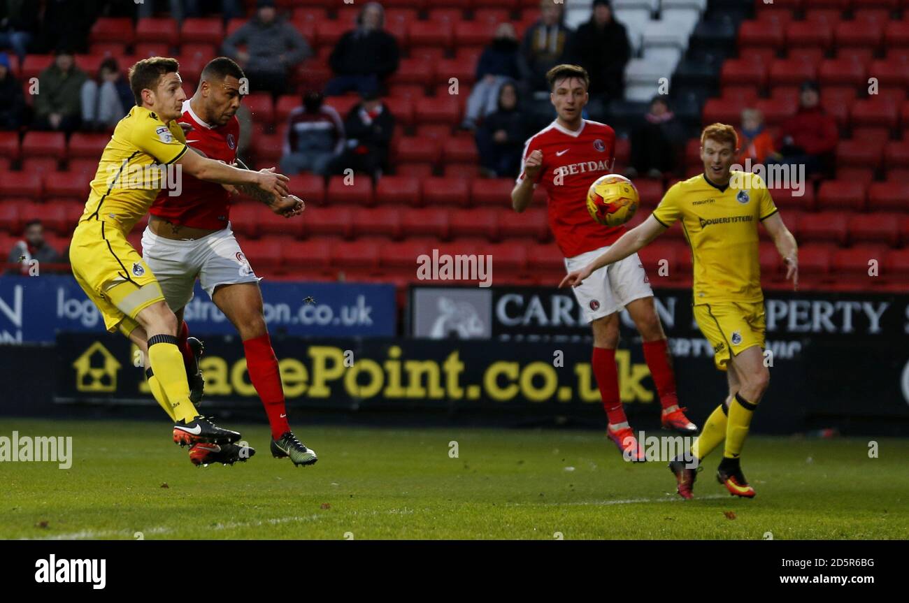 Charlton Athletic's Josh Magennis scores their first goal Stock Photo ...
