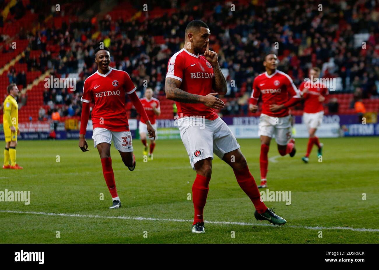 Charlton Athletic's Josh Magennis celebrates scoring their first goal ...