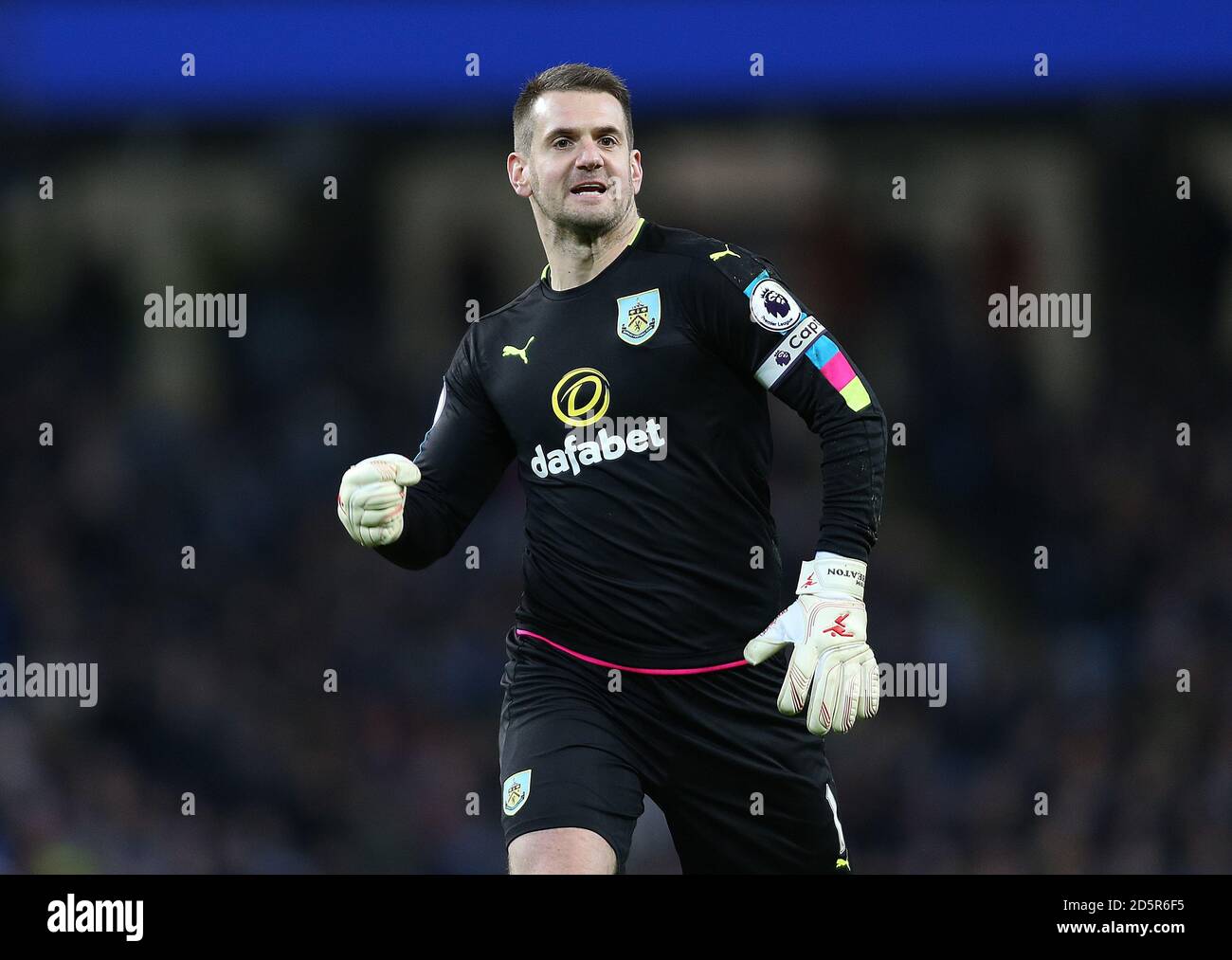 Burnley goalkeeper Tom Heaton celebrates the goal against Manchester ...