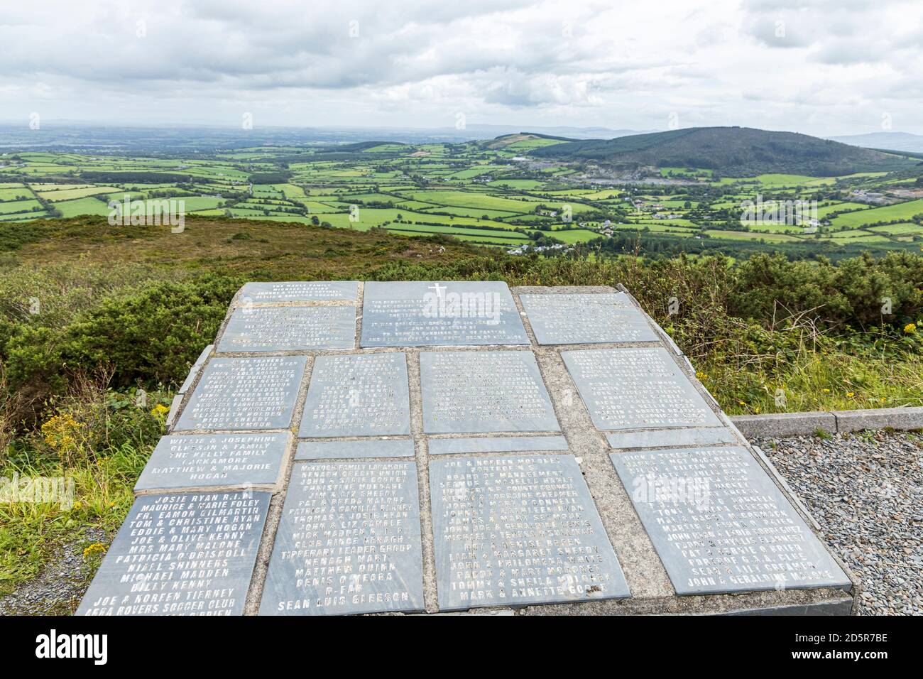 Information plaques with names of local families at the Millenium Cross ...
