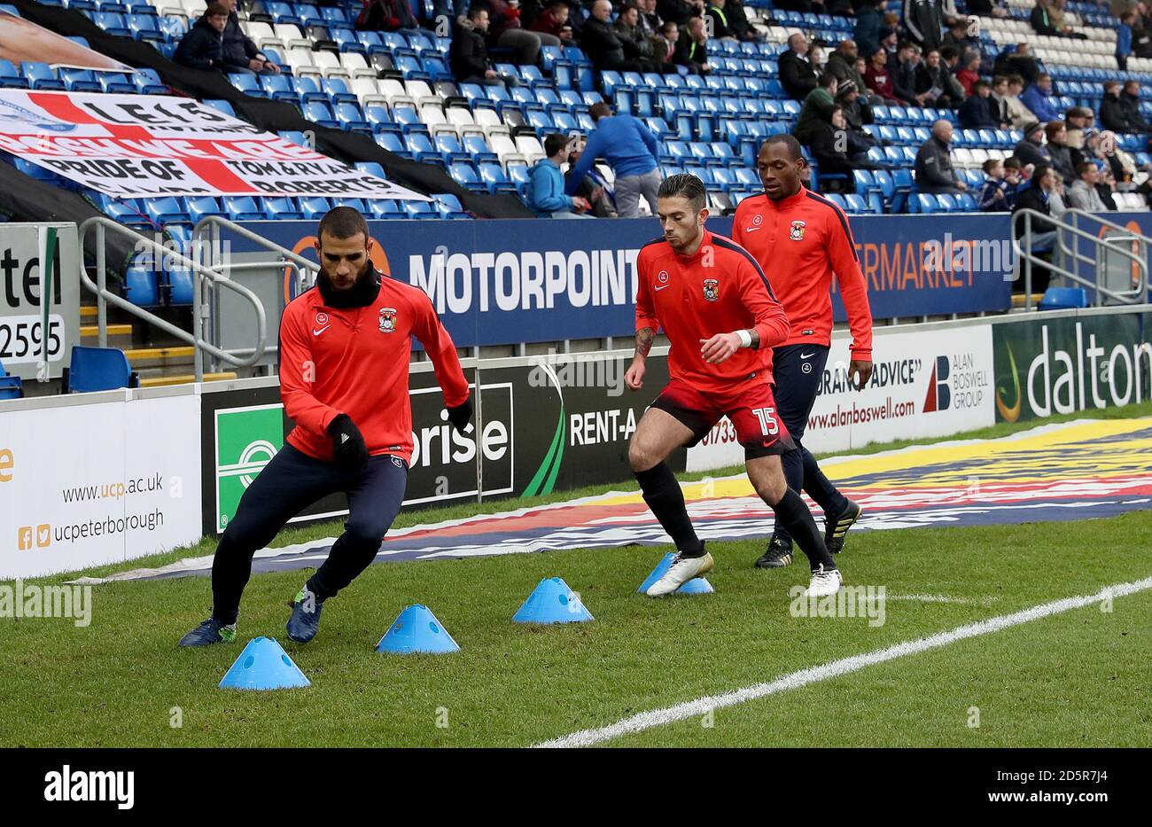 Coventry City's Lewis Page (centre), Marcus Tudgay (left) and Kyel Reid ...