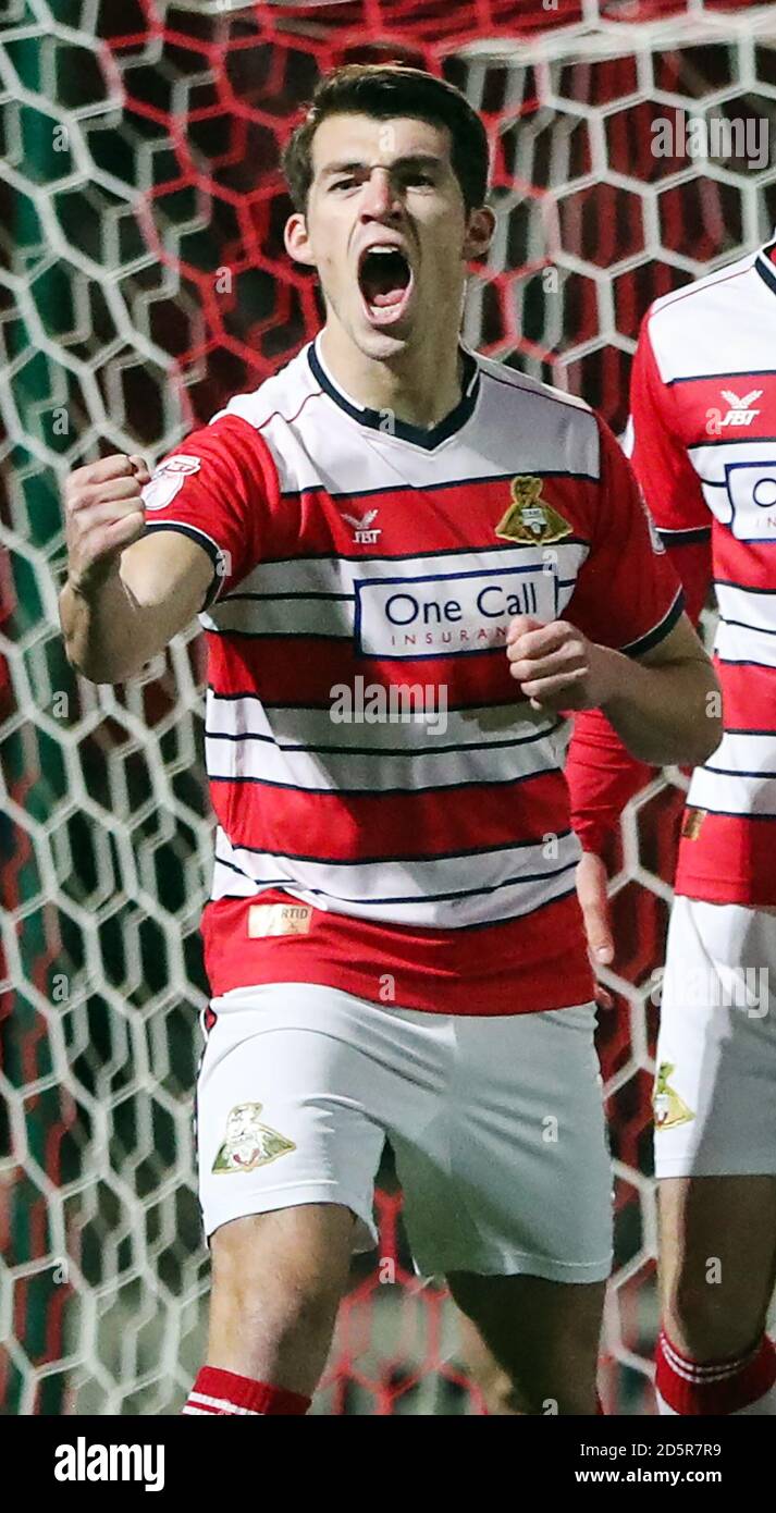Doncaster rovers john marquis celebrates scoring hi-res stock ...