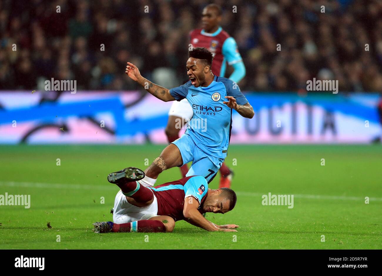 Challenges manchester citys raheem sterling hi-res stock photography ...