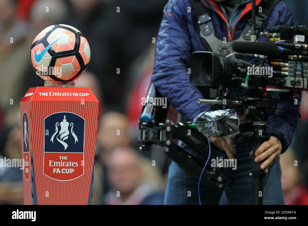 A general view of the match ball on a plinth before kick off Stock ...