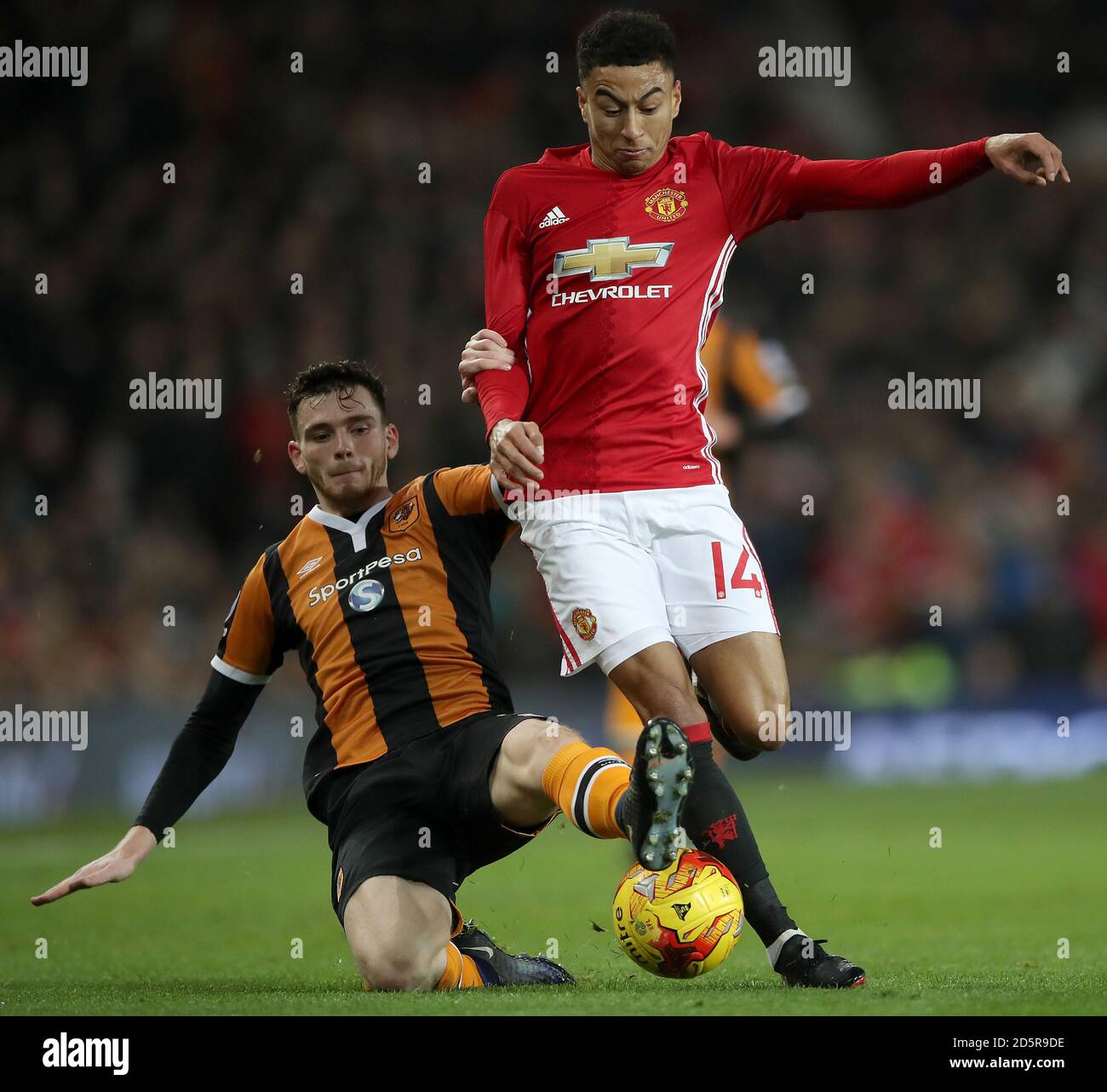 Hull City's Andrew Robertson (left) and Manchester United's Jesse ...