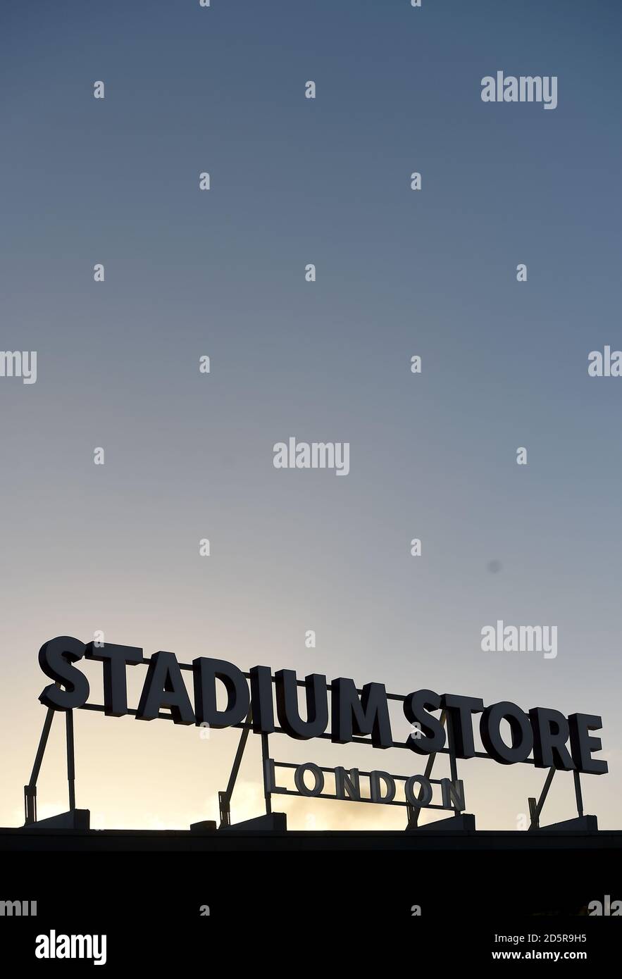 A general view of the Stadium Store sign Stock Photo - Alamy