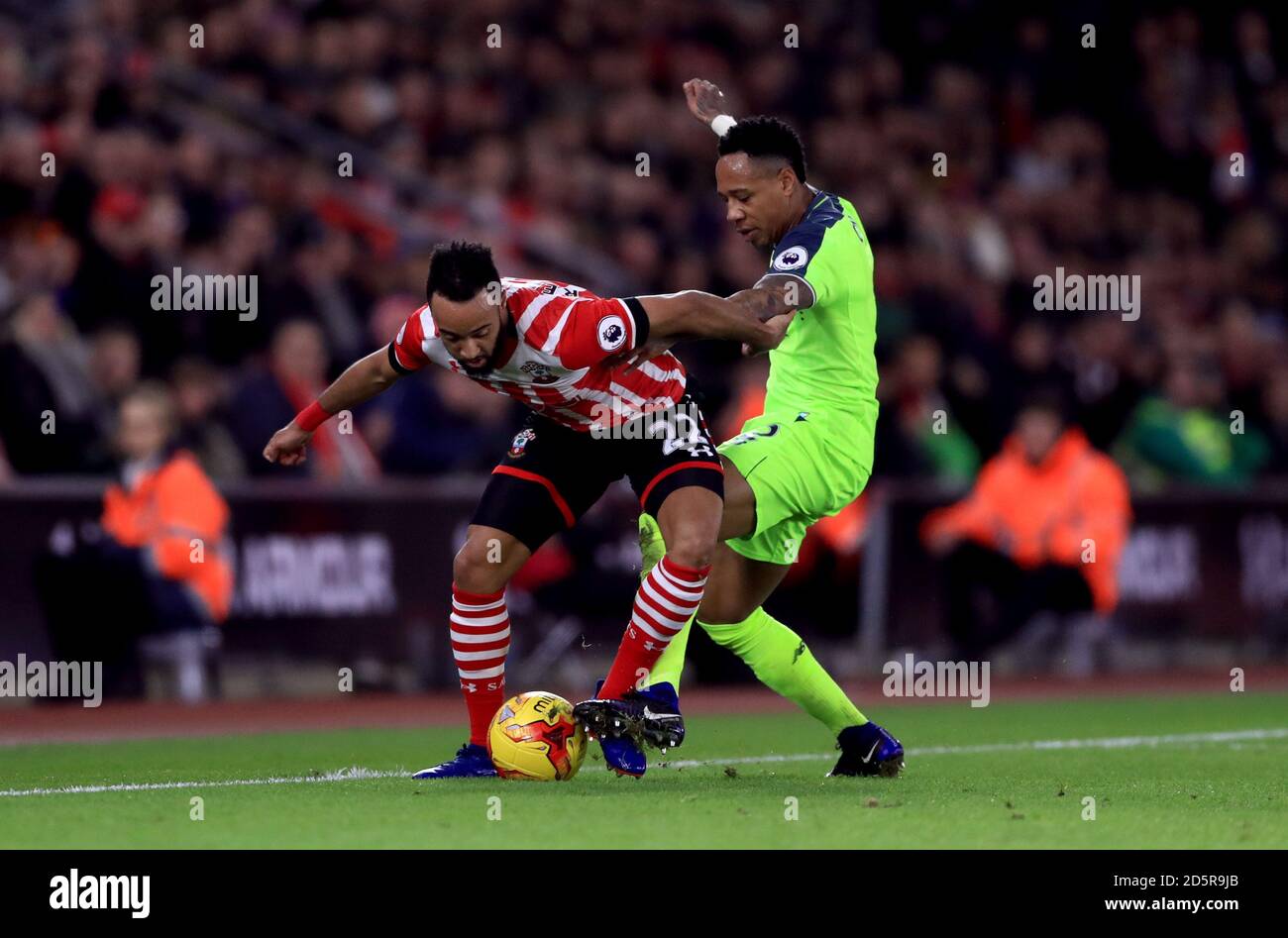 Southampton's Nathan Redmond (left) and Liverpool's Nathaniel Clyne ...
