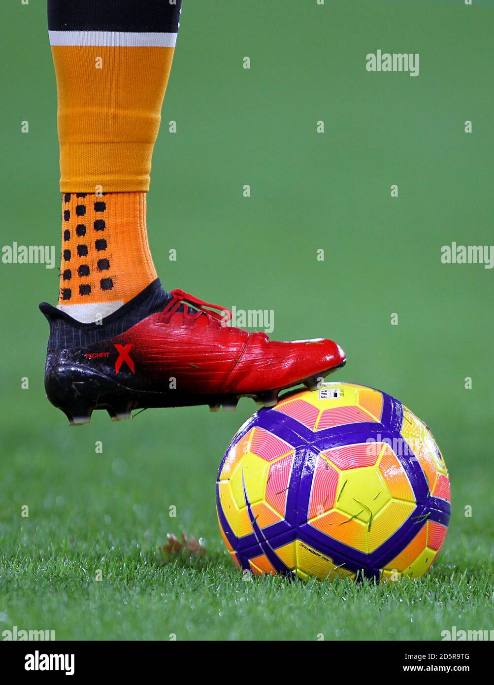 Detail of a Hull City players boot and football Stock Photo - Alamy