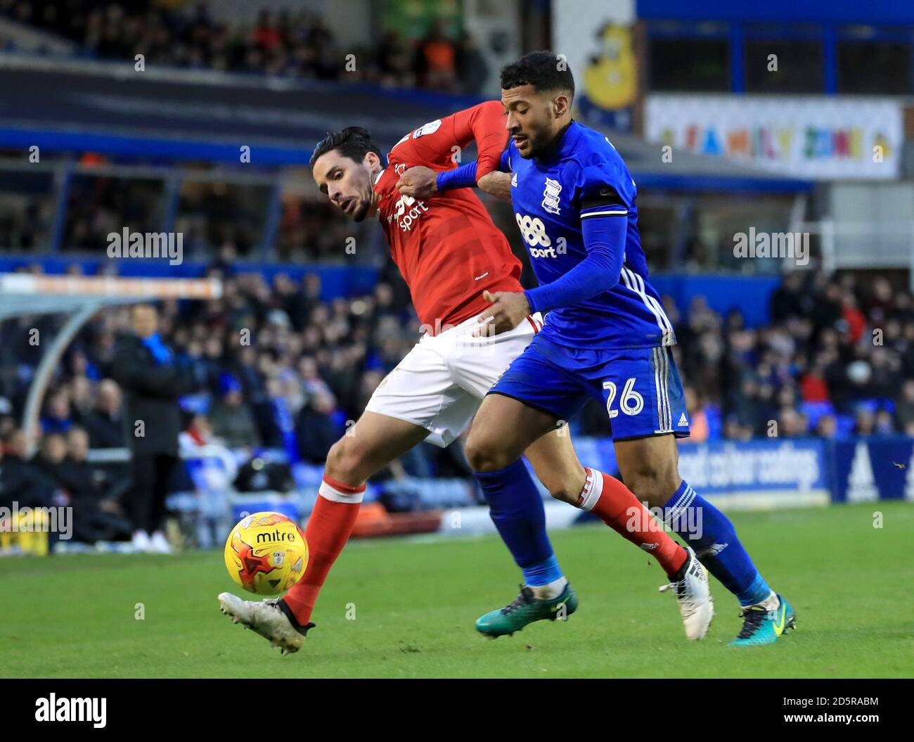 Nottingham Forest's Lica (left) and Birmingham City's David Davis ...