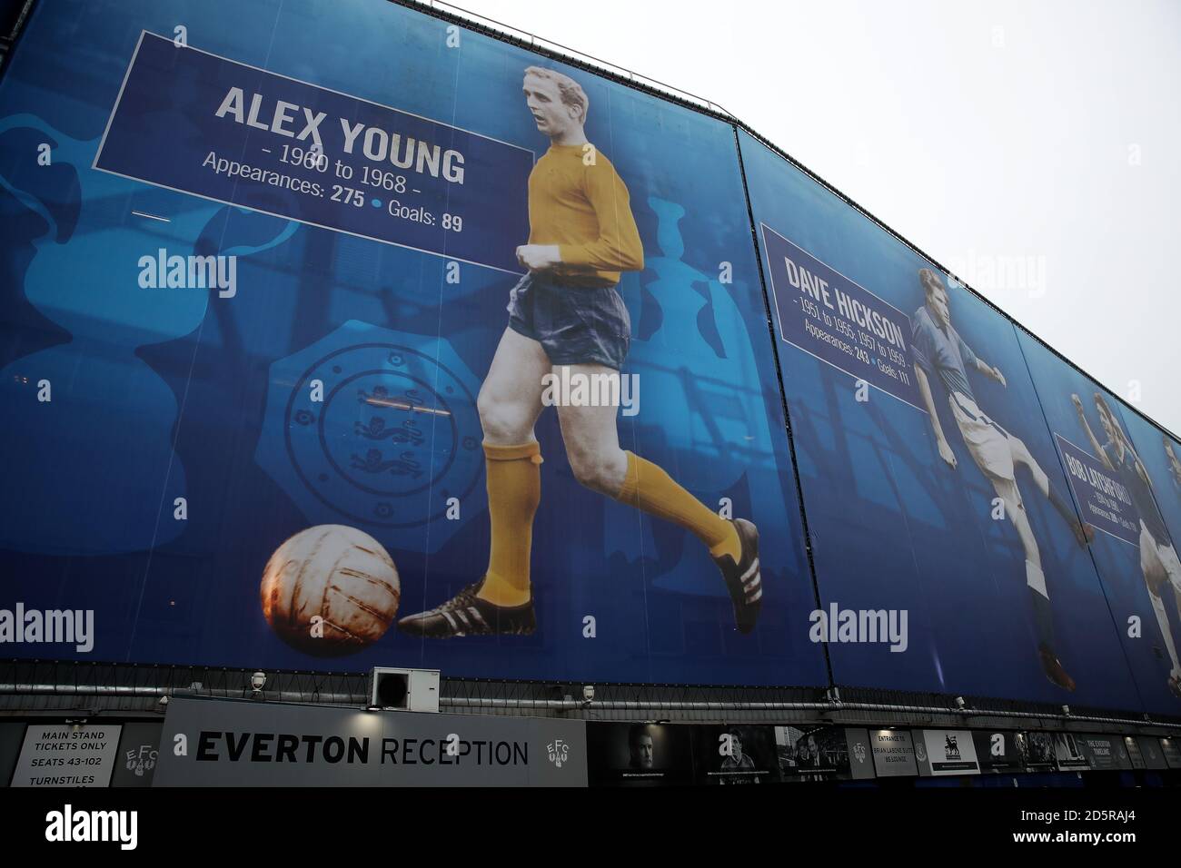 A general view of Alex Young and Dave Hickson banners outside Goodison ...