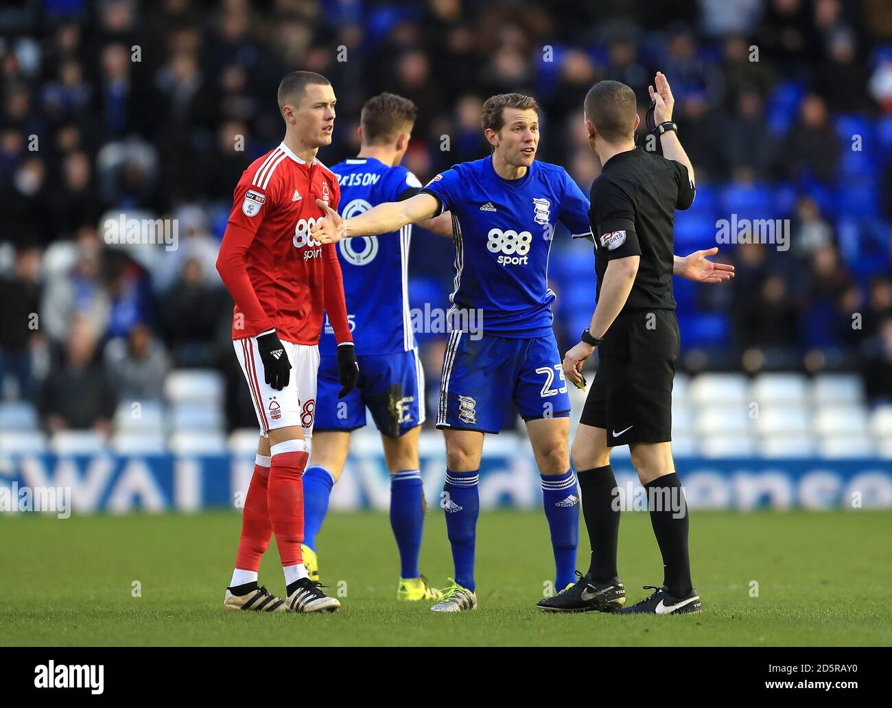 Birmingham City's Jonathan Spector speaks with referee Peter Bankes ...