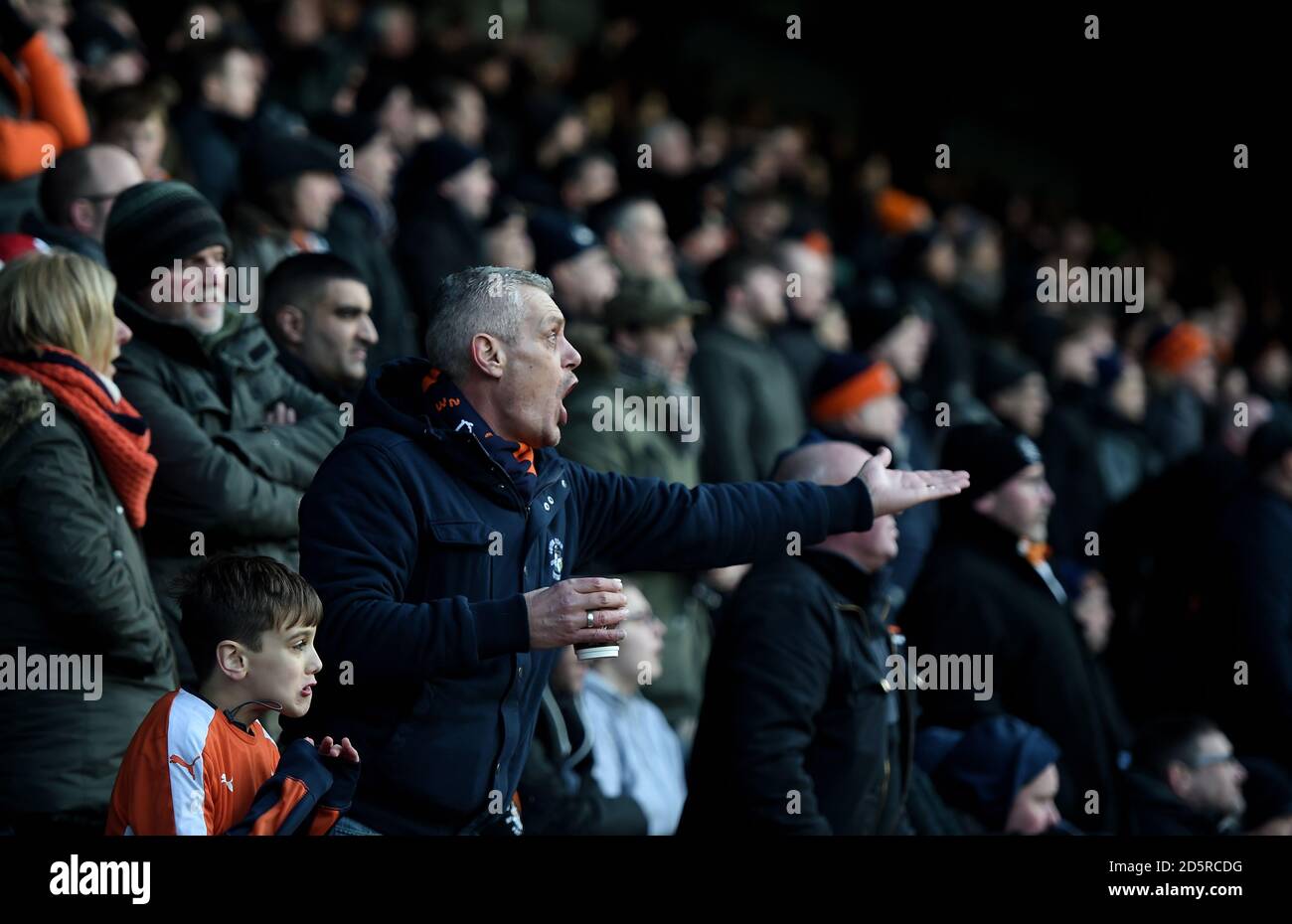 A Luton Town fan appeals to the referee Stock Photo - Alamy