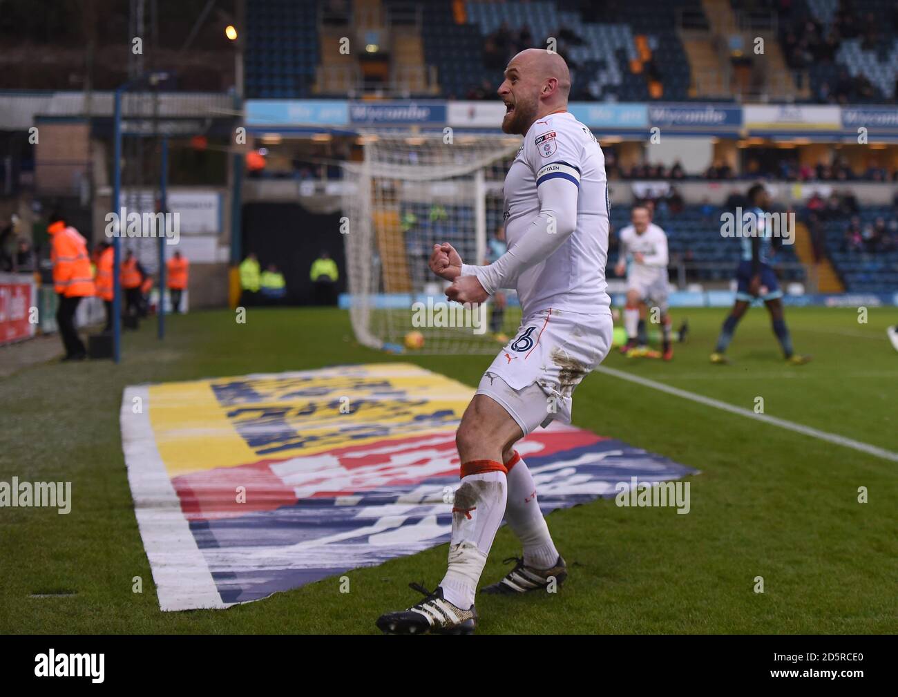 Luton Town's Scott Cuthbert celebrates scoring their first goal Stock ...