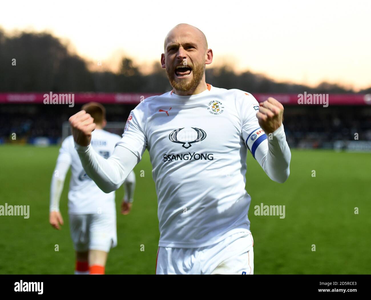 Luton Town's Scott Cuthbert celebrates scoring their first goal Stock ...