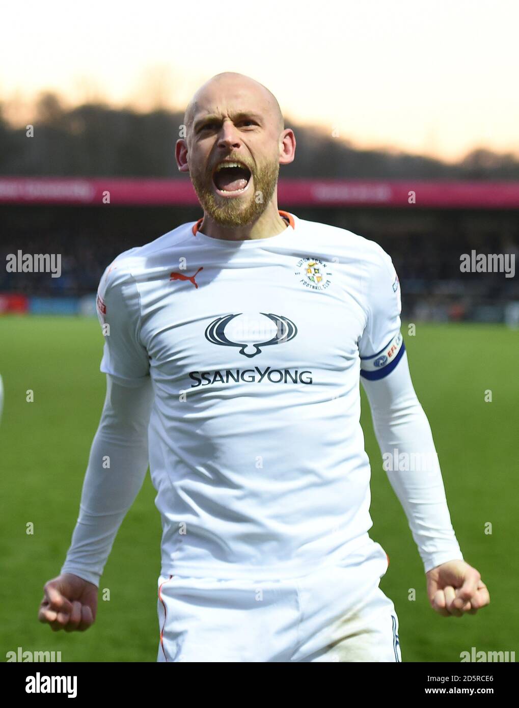 Luton Town's Scott Cuthbert celebrates scoring their first goal Stock ...