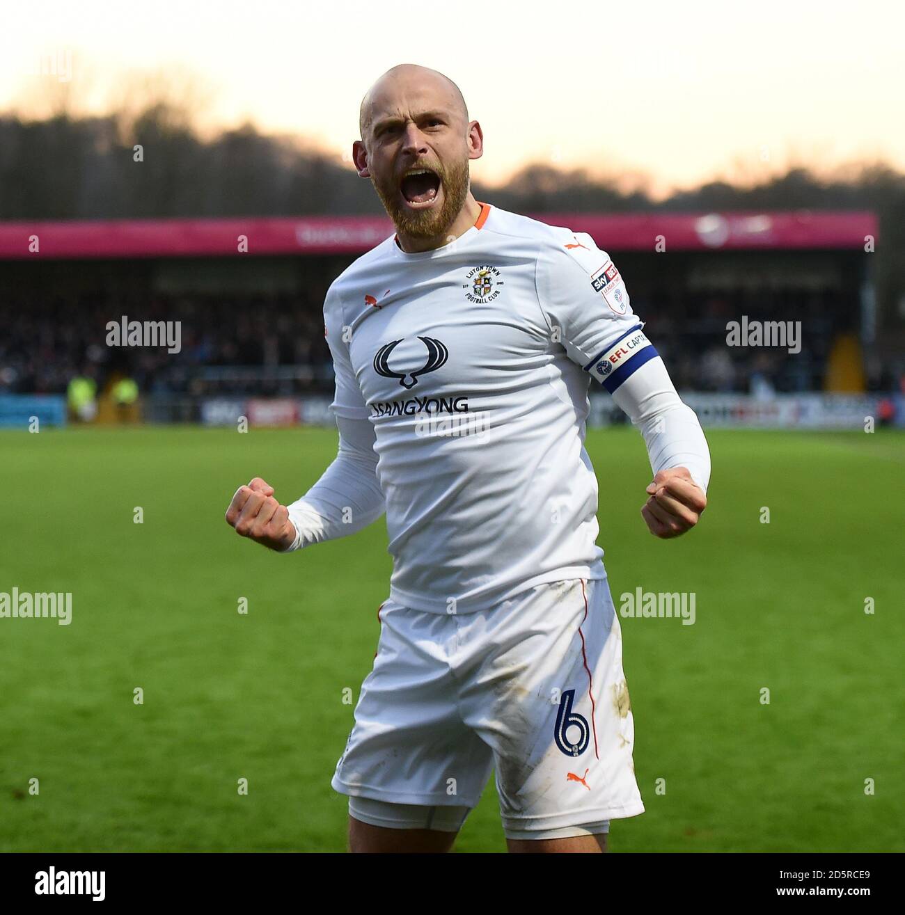 Luton Town's Scott Cuthbert celebrates scoring their first goal Stock ...