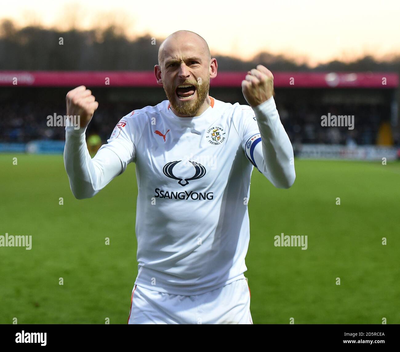 Luton Town's Scott Cuthbert celebrates scoring their first goal Stock ...
