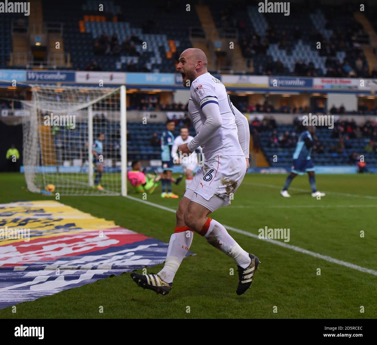 Luton Town's Scott Cuthbert celebrates scoring their first goal Stock ...
