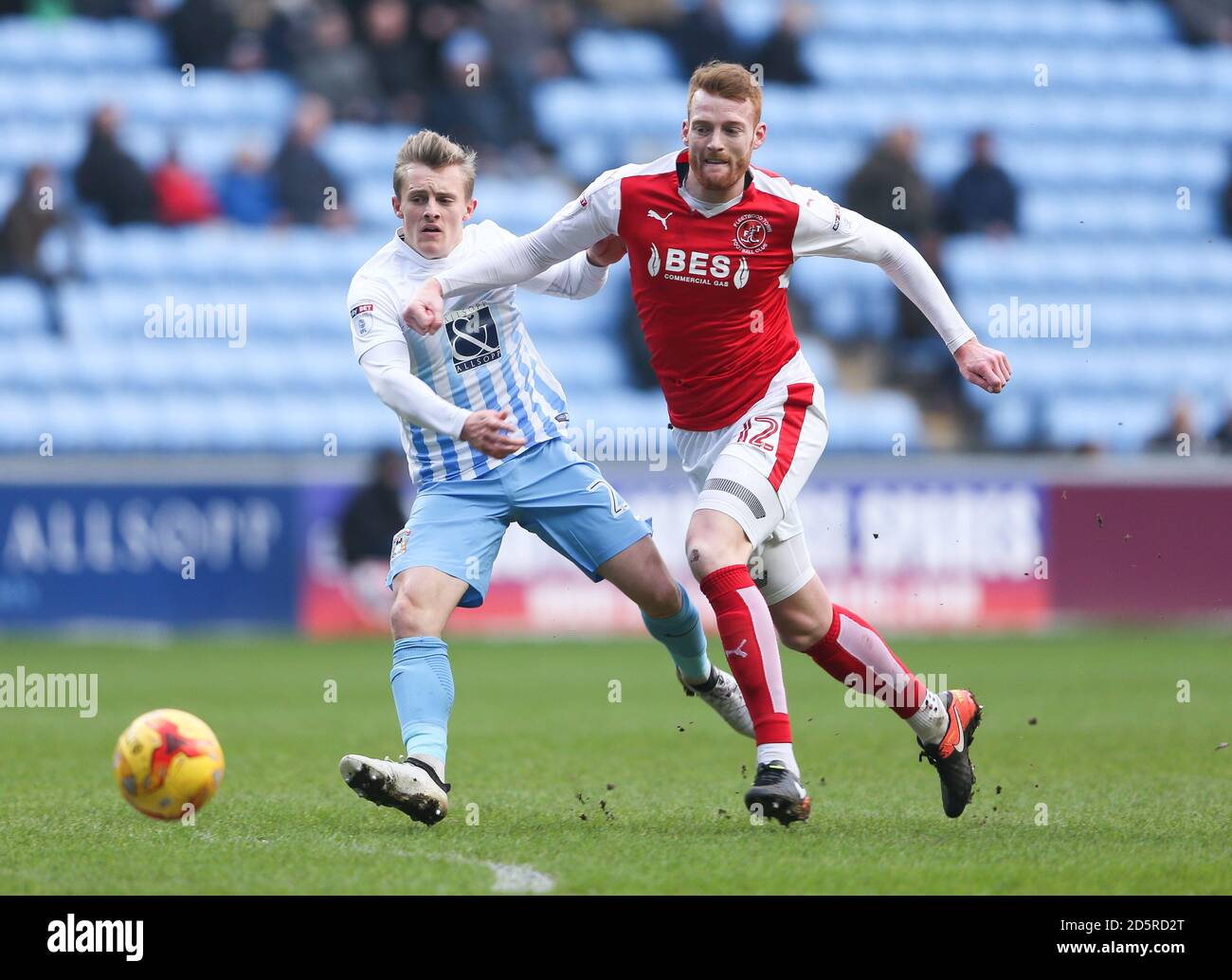Coventry City's George Thomas and Fleetwood Town's Cian Bolger (right ...