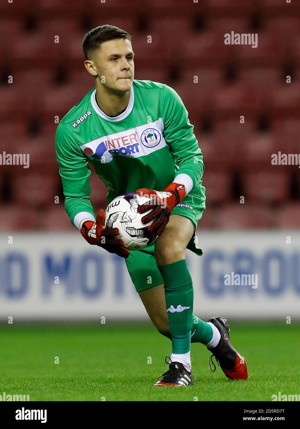 Wigan Athletic goalkeeper Theo Roberts Stock Photo - Alamy