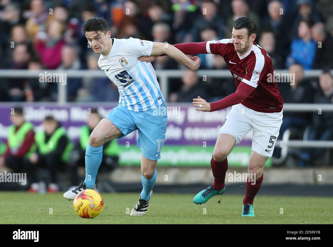 Northampton Town's Zander Diamond and Coventry City's Callum Reilly ...