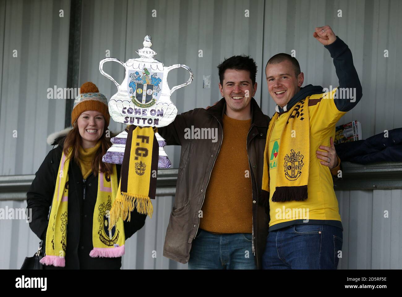 General view of Sutton United fans before the game with a replica FA ...