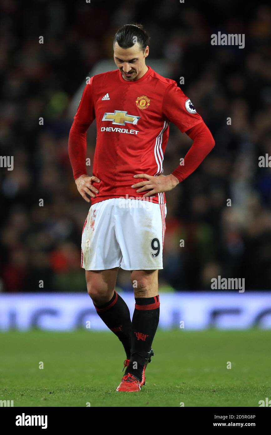 Manchester United's Zlatan Ibrahimovic appears frustrated Stock Photo ...