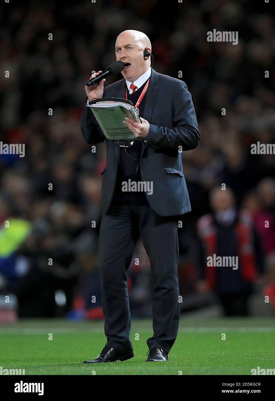 Manchester United Stadium announcer Alan Keegan Stock Photo - Alamy