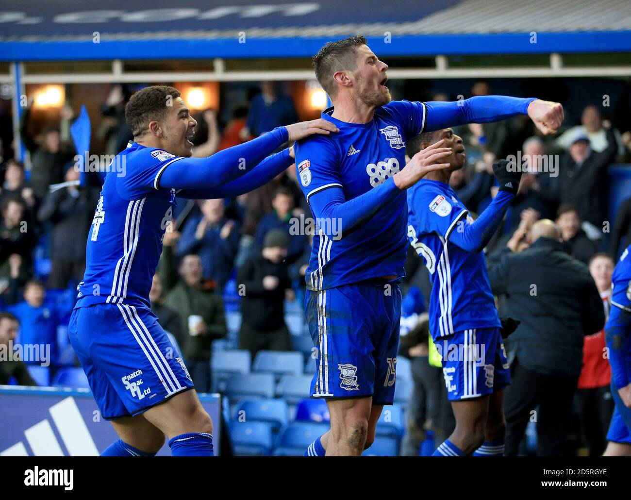 Birmingham City's Lukas Jutkiewicz (Right) celebrates after he scores ...