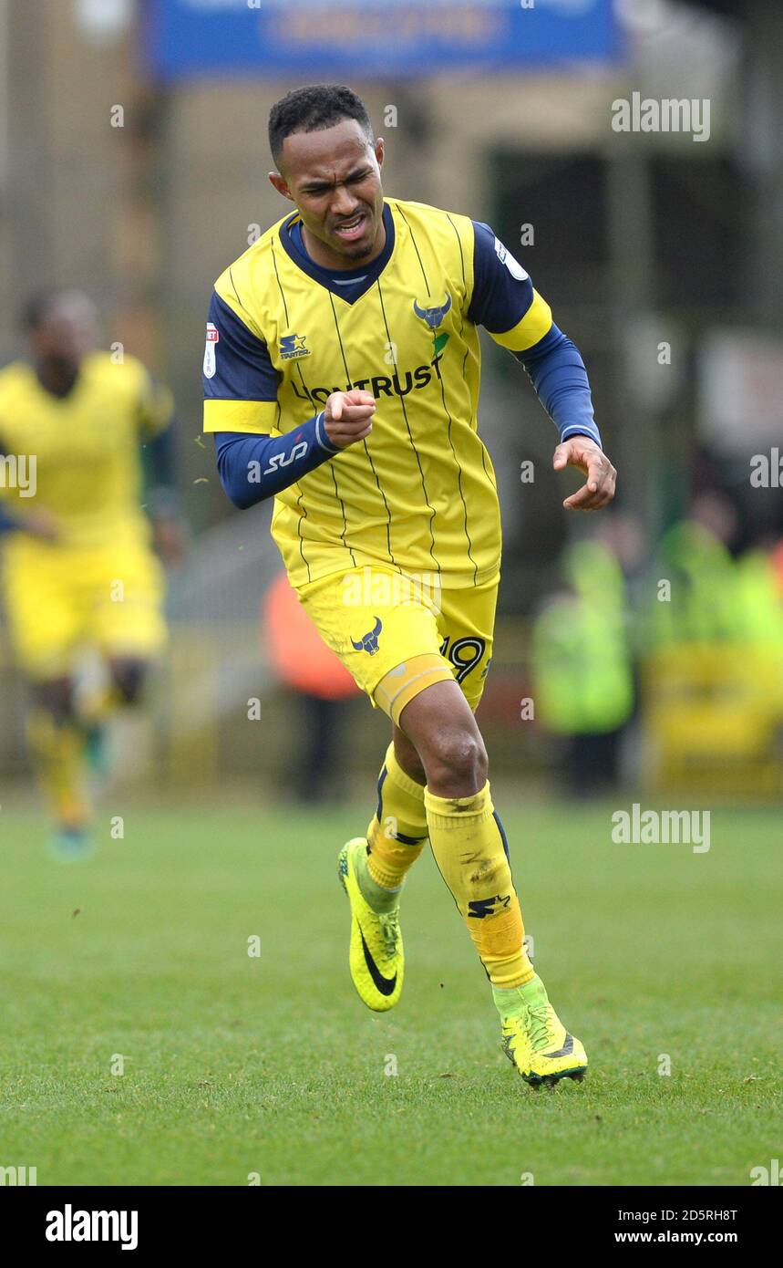 Oxford United's Rob Hall celebrates his goal to make it 2-1 against ...