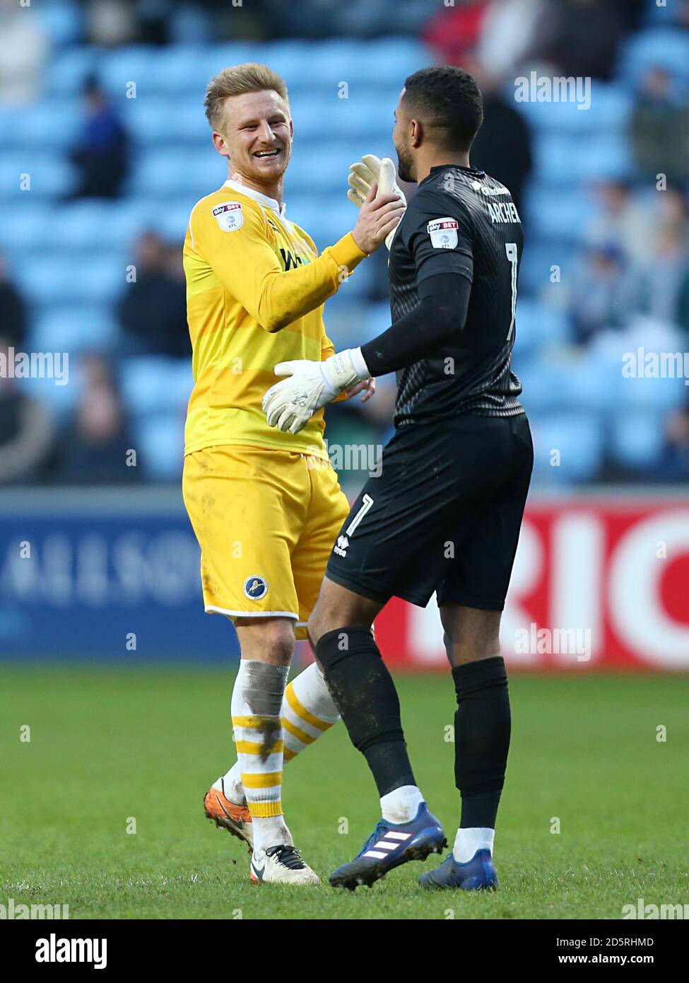 Millwall goalkeeper Jordan Archer celebrate after the final whistle ...