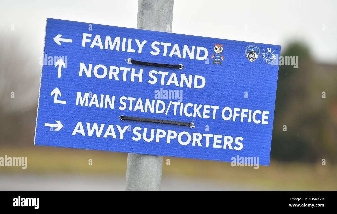 Signage for fans at the ground Stock Photo - Alamy