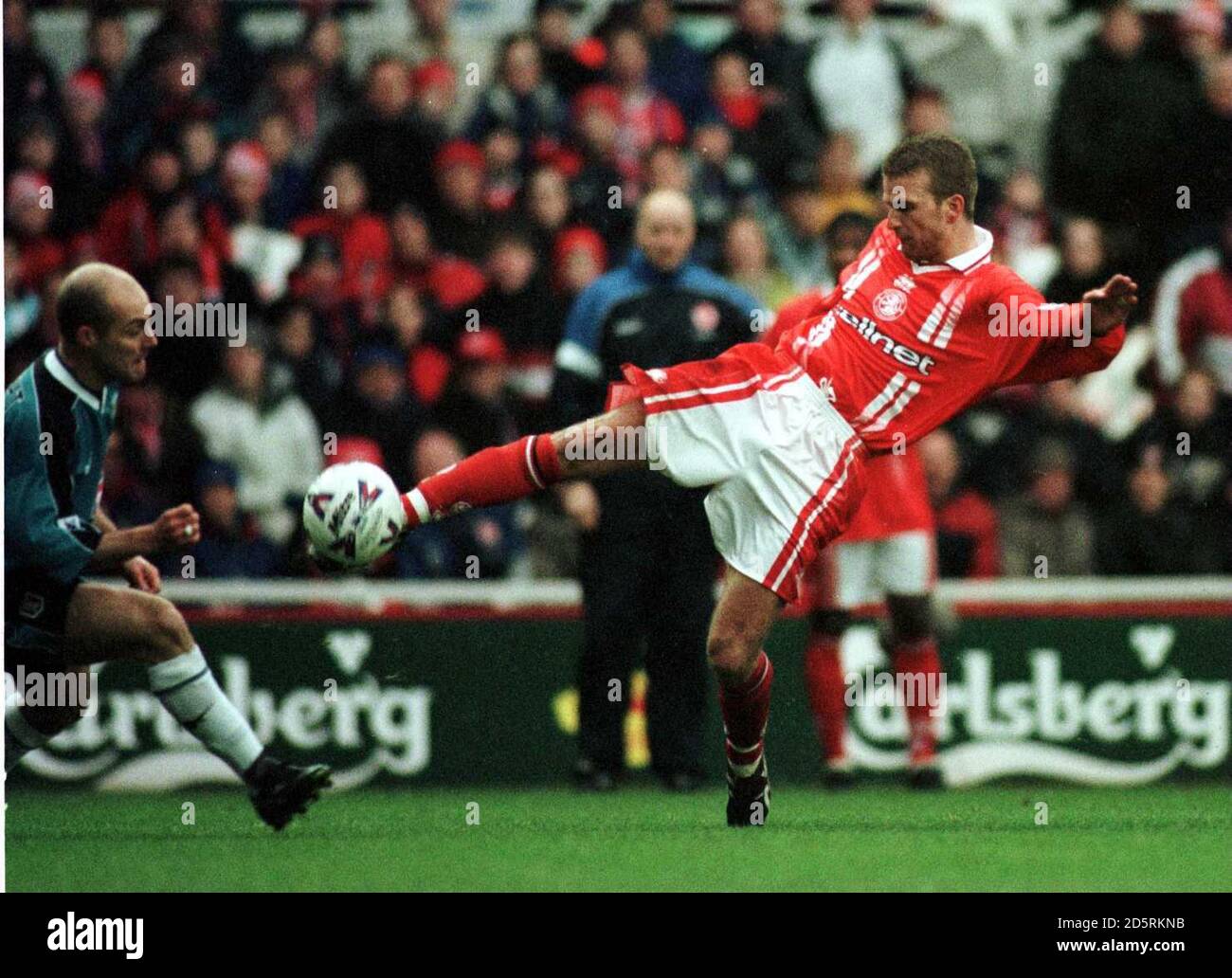 Middlesbrough's Neil Maddison gets a shot in on goal under pressure ...