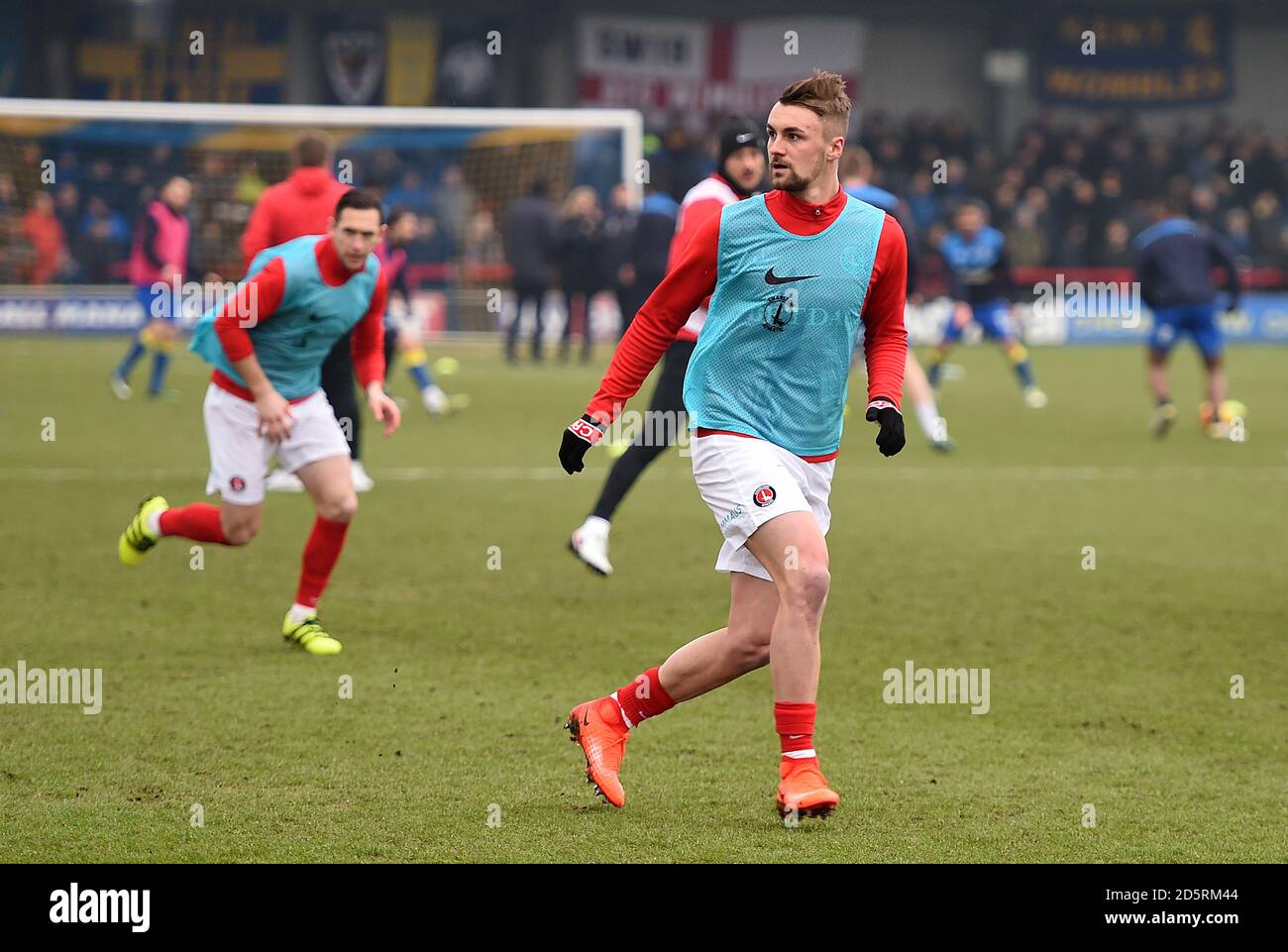 Charlton Athletic's Patrick Bauer during pre-match training Stock Photo ...