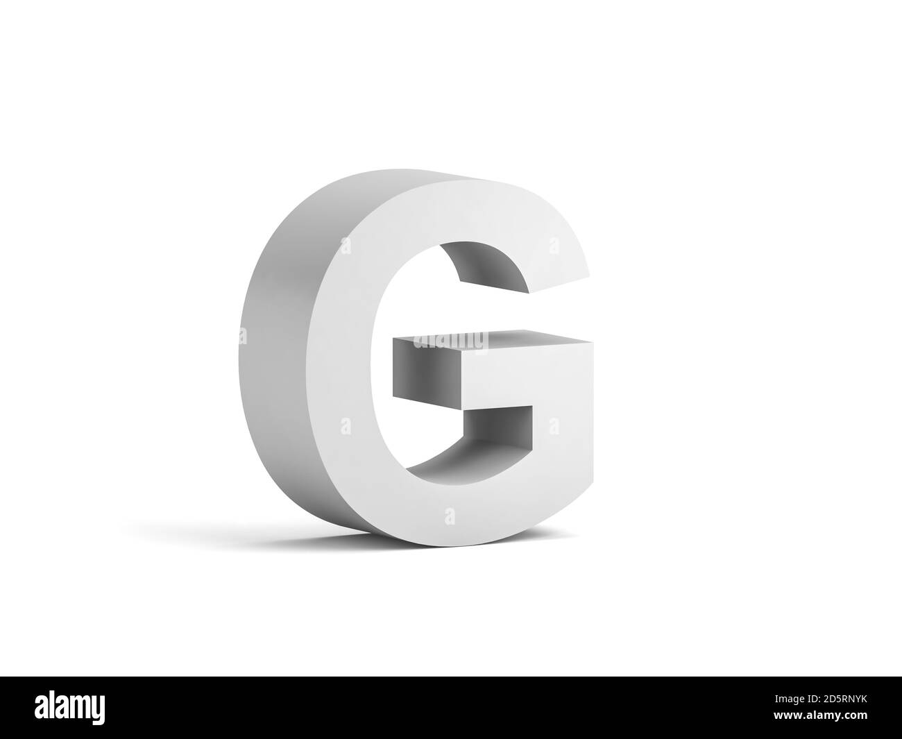 White bold letter G isolated on white background with soft shadow, 3d ...