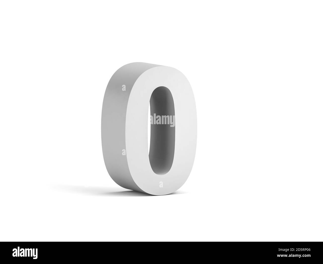 White bold digit 0 isolated on white background with soft shadow, 3d ...