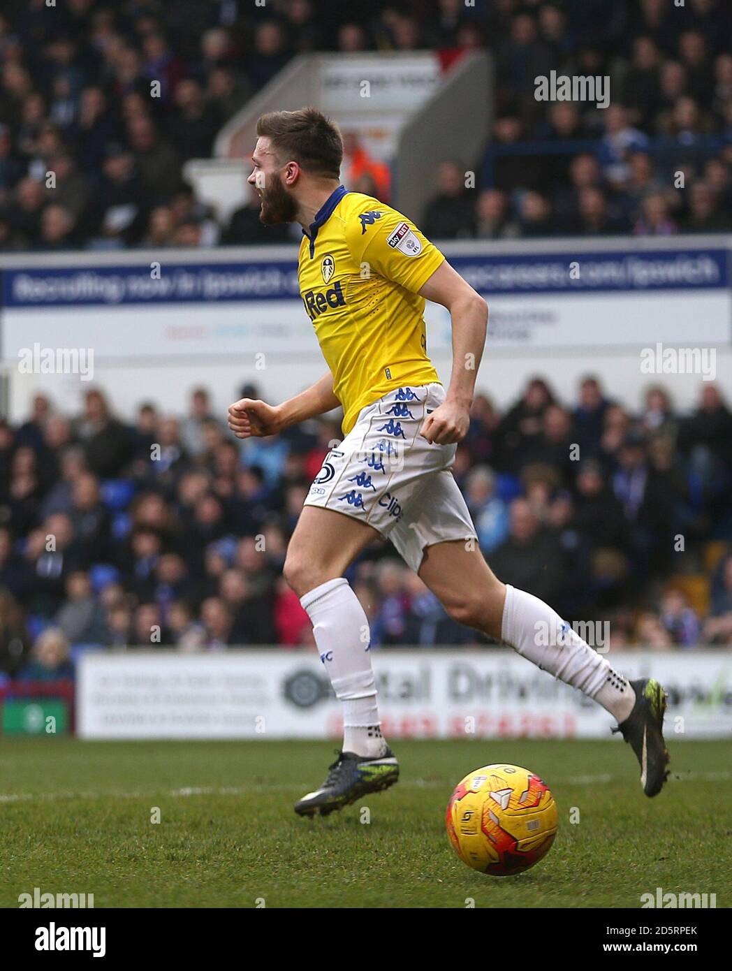 Leeds uniteds stuart dallas celebrates scoring hi-res stock photography ...