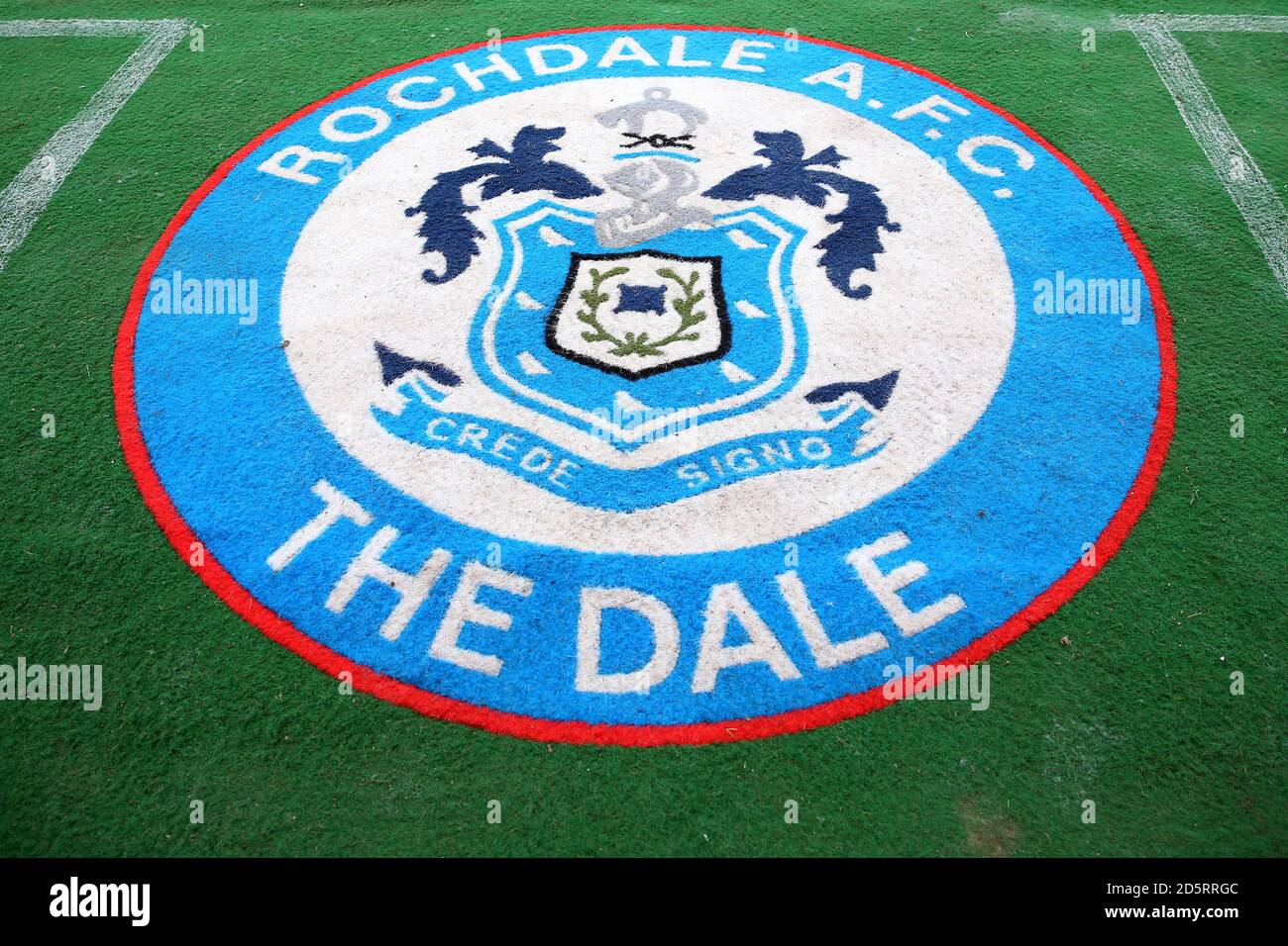 Detail of the Rochdale club badge at Spotland Stock Photo - Alamy