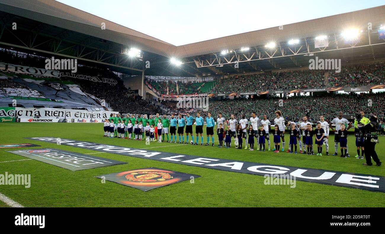 The two team's line-up before kick-off Stock Photo - Alamy