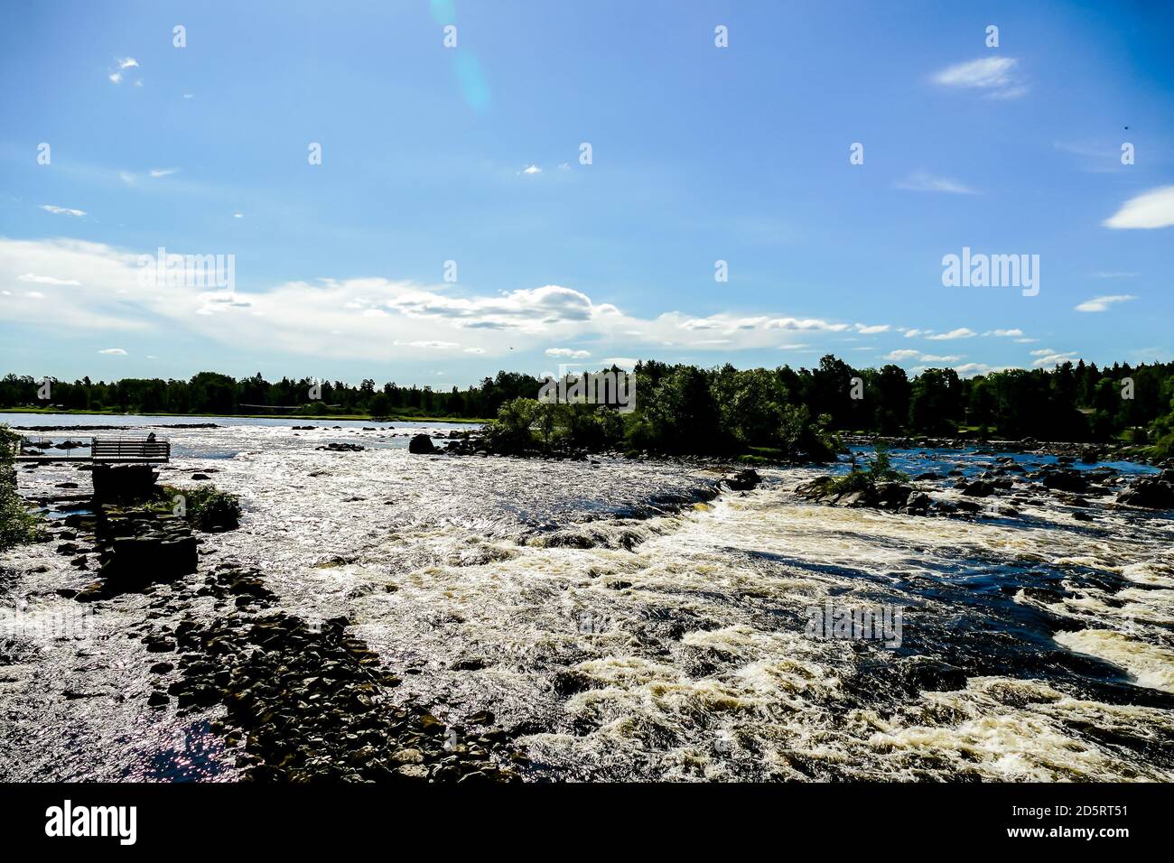 landscape with river and clouds, in Sweden Scandinavia North Europe ...