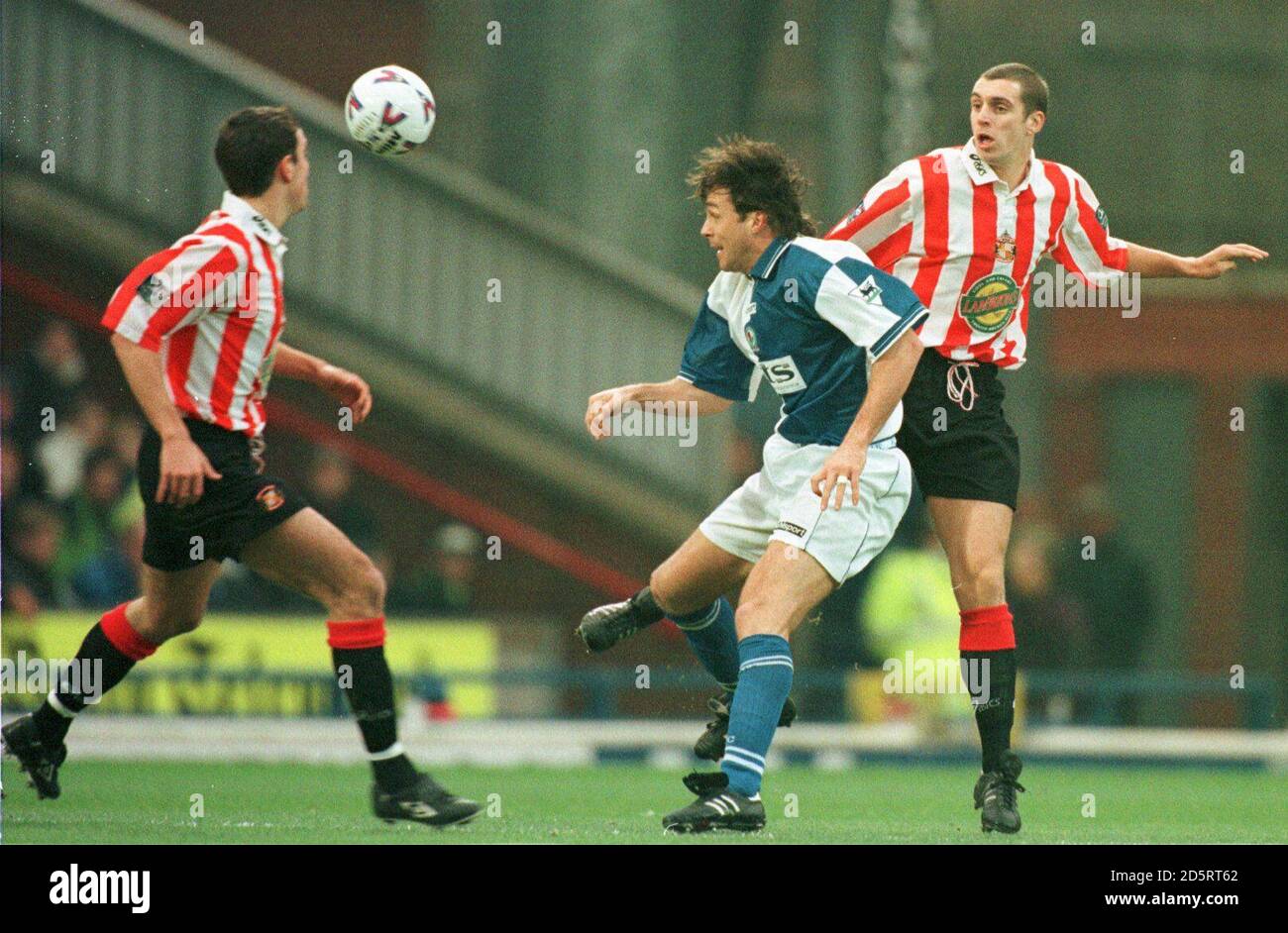 Blackburn Rovers' Ashley Ward is sandwiched between Sunderland's Alex ...