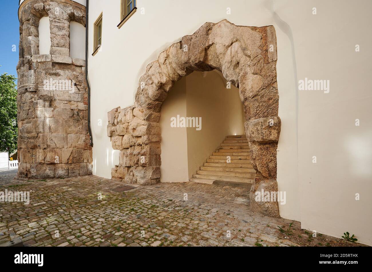 ancient Roman gate Porta praetoria, Regensburg , Bavaria, Germany Stock ...