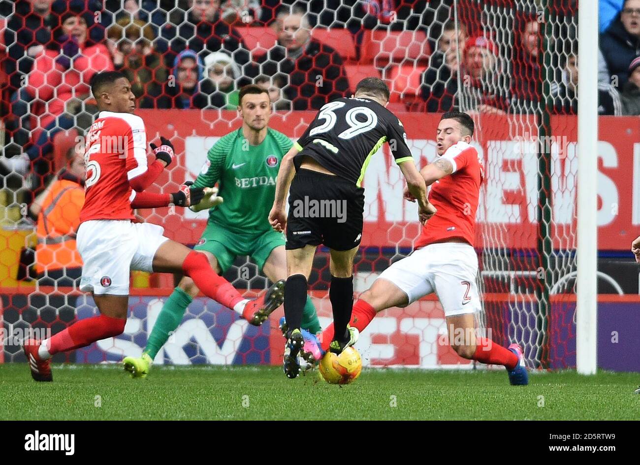 Bury's Ryan Lowe scores their first goal Stock Photo - Alamy