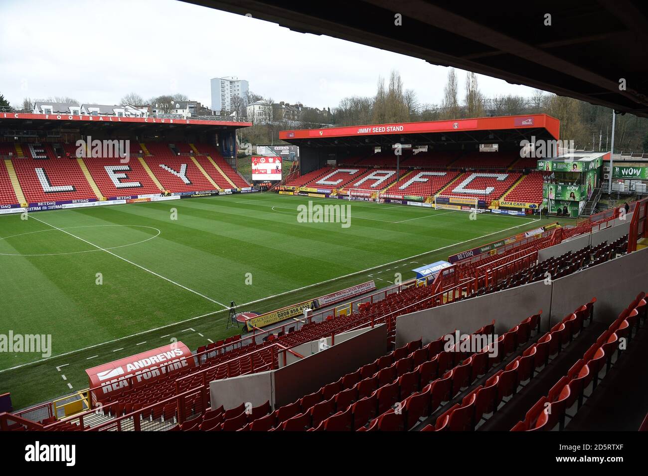 A general view of The Valley, showing the Jimmy Seed stand Stock Photo ...