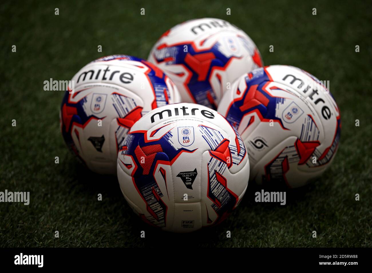 A general view of MITRE matchballs being used for the EFL Cup Final ...